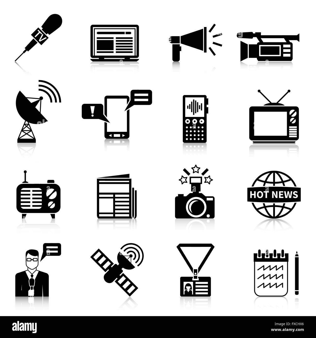 Media Black White Icons Set Stock Vector Image & Art - Alamy