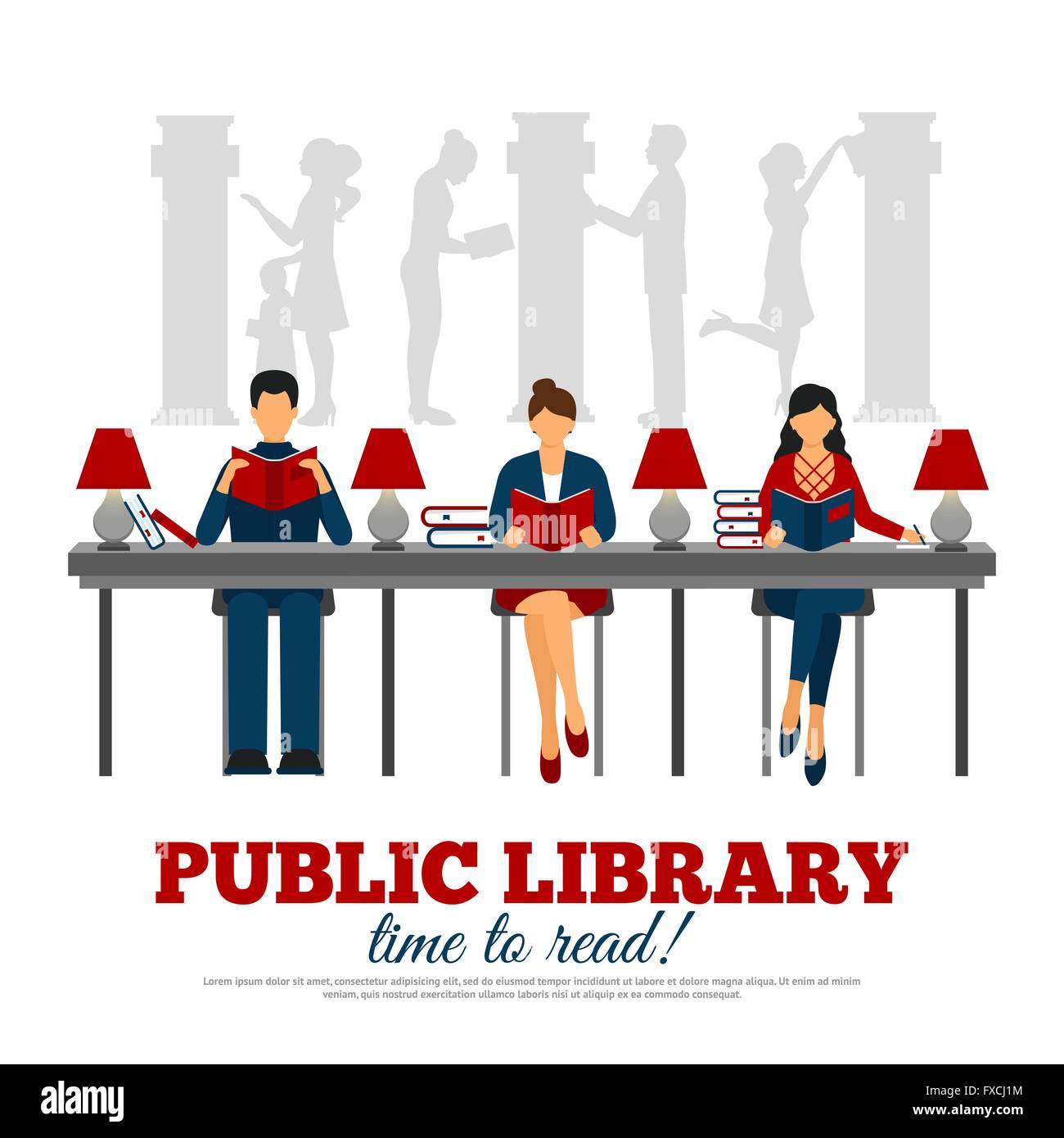 The library study hall Stock Vector Images - Alamy