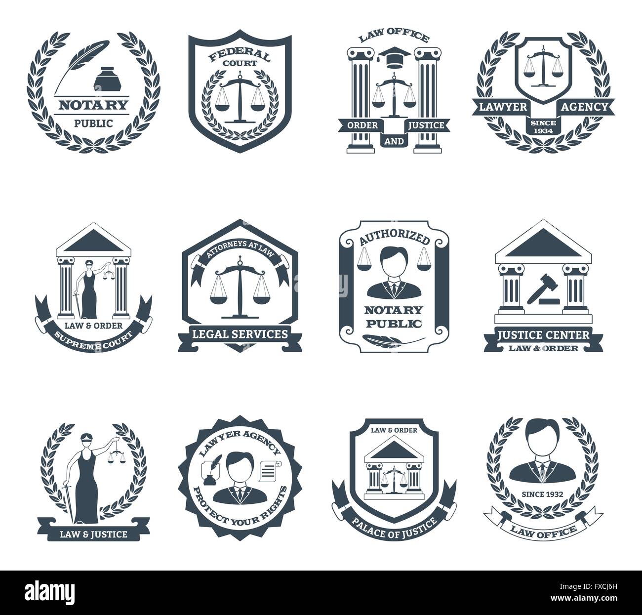 Lawyer Black White Logo Set Stock Vector Image & Art - Alamy