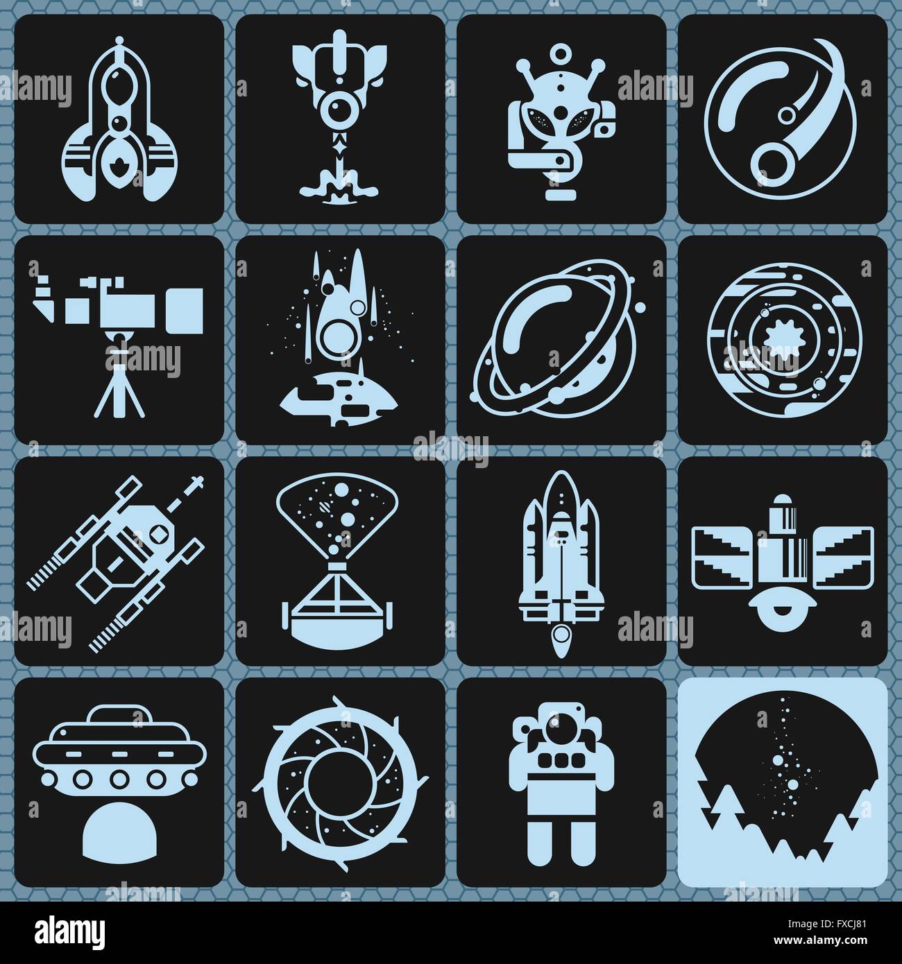Space Icons Monochrome Stock Vector Image & Art - Alamy