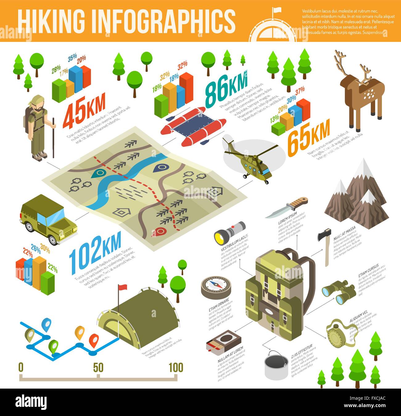 Hiking Infographics Set Stock Vector Image & Art - Alamy