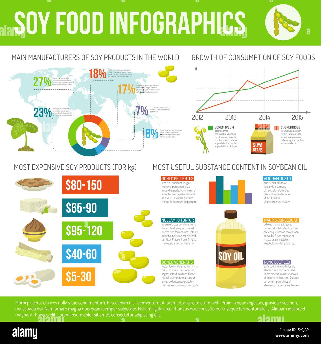 Soy food infographics set Stock Vector Image & Art - Alamy