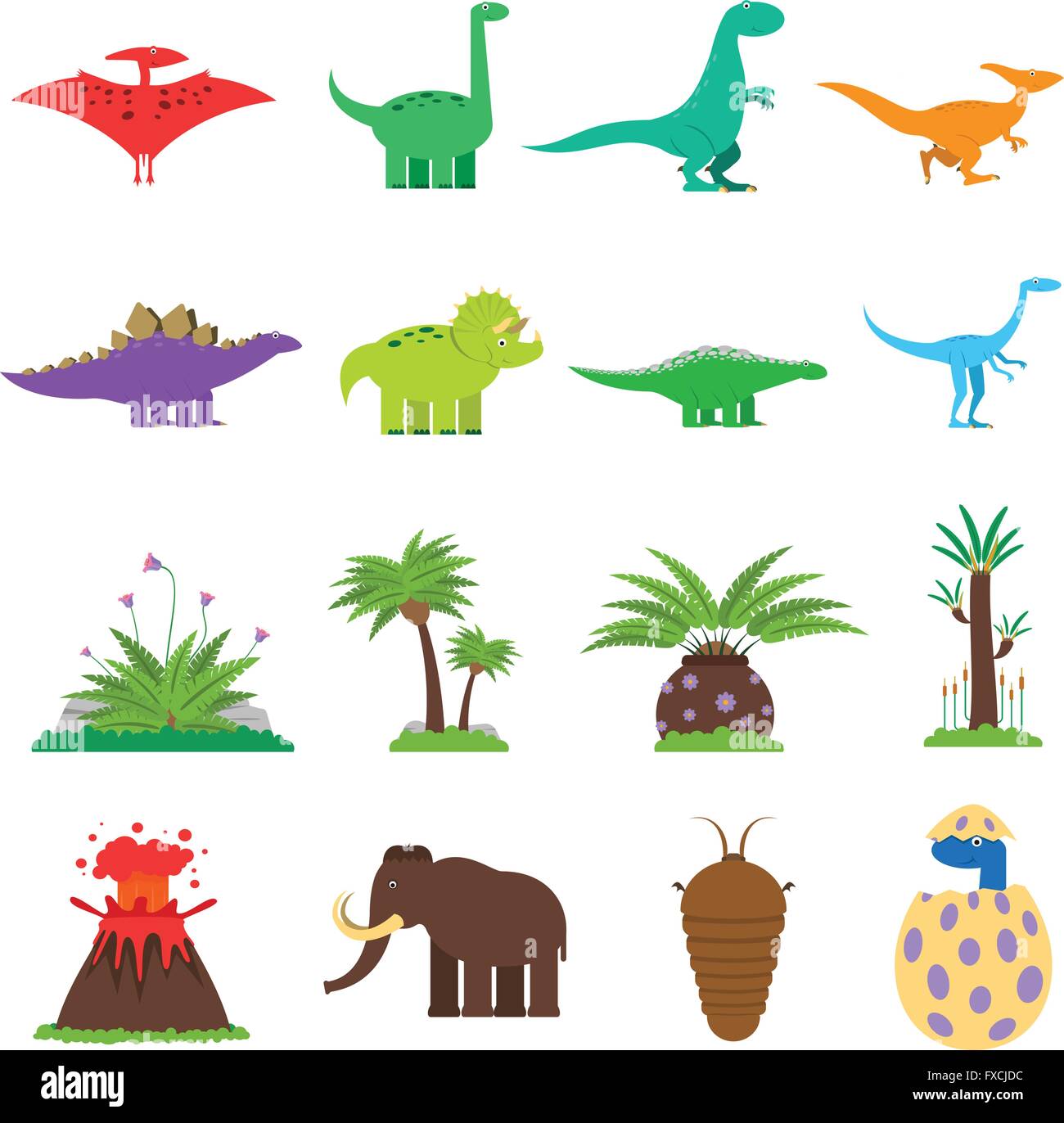 Dinosaurs Flat Set Stock Vector Image & Art - Alamy