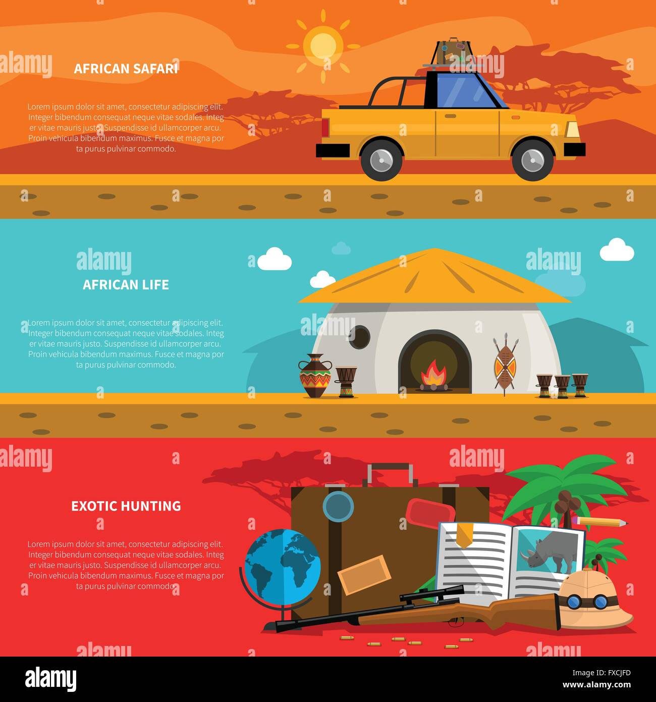 Safari Banner Set Stock Vector Image & Art - Alamy