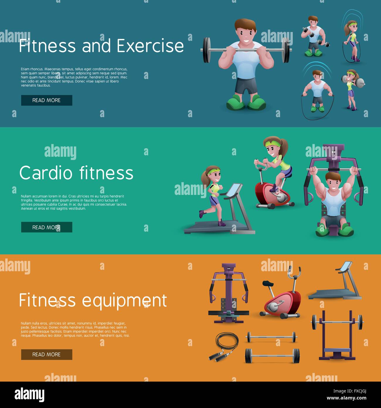 Set Of Three Fitness Banners Stock Vector Image & Art - Alamy