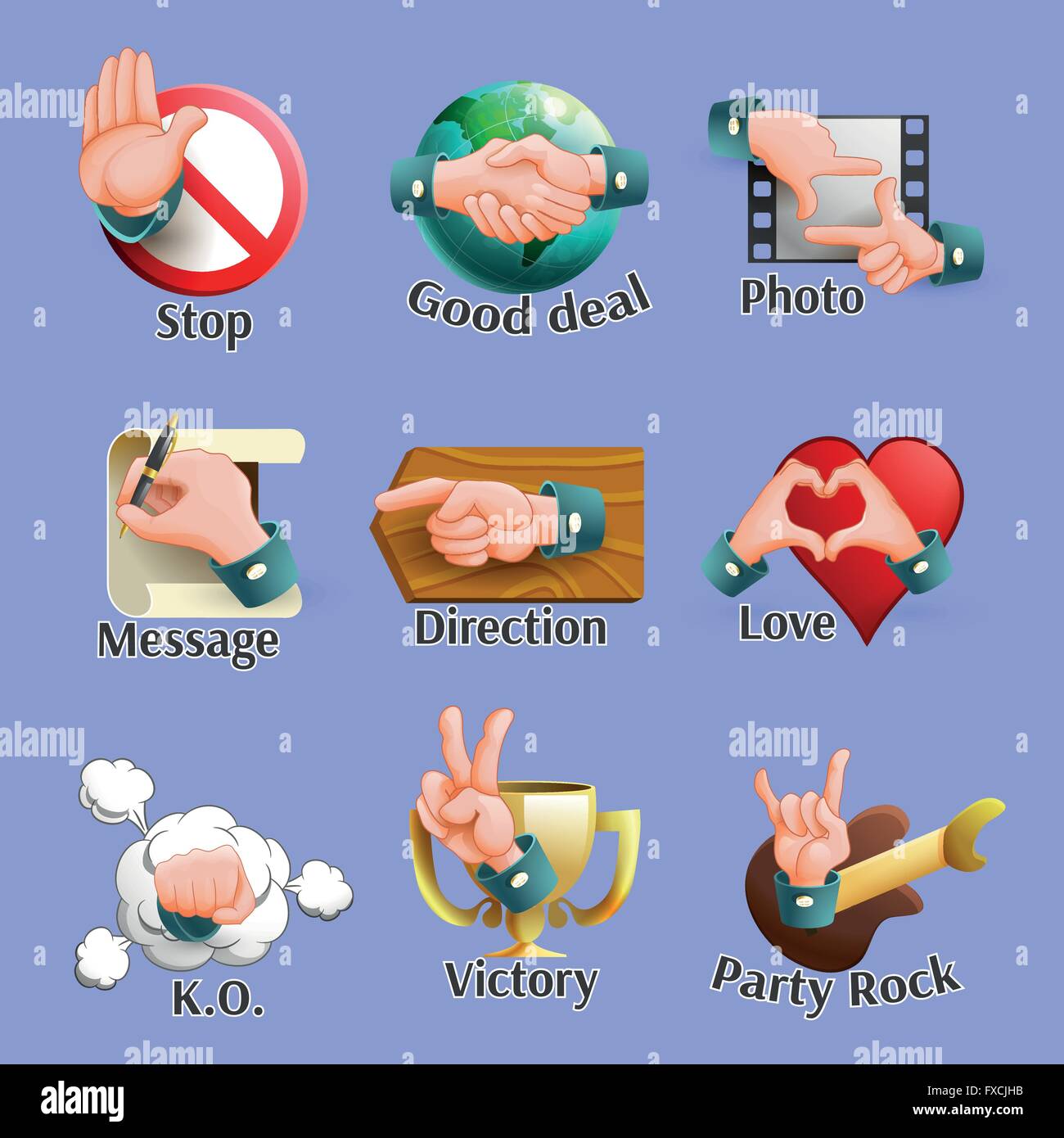 Set hand gestures punch hi-res stock photography and images - Alamy