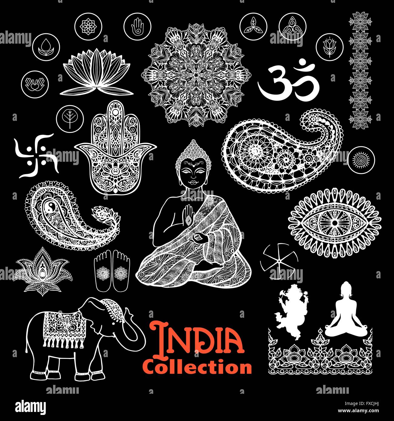 India Design Elements Chalkboard Set Stock Vector Image & Art - Alamy