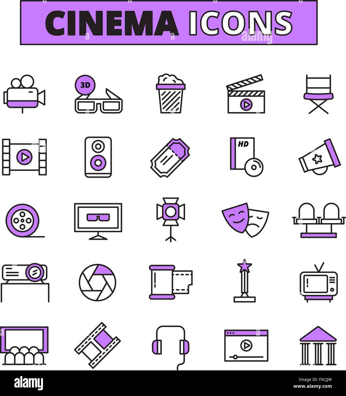 Cinema hall icons Stock Vector Images - Alamy