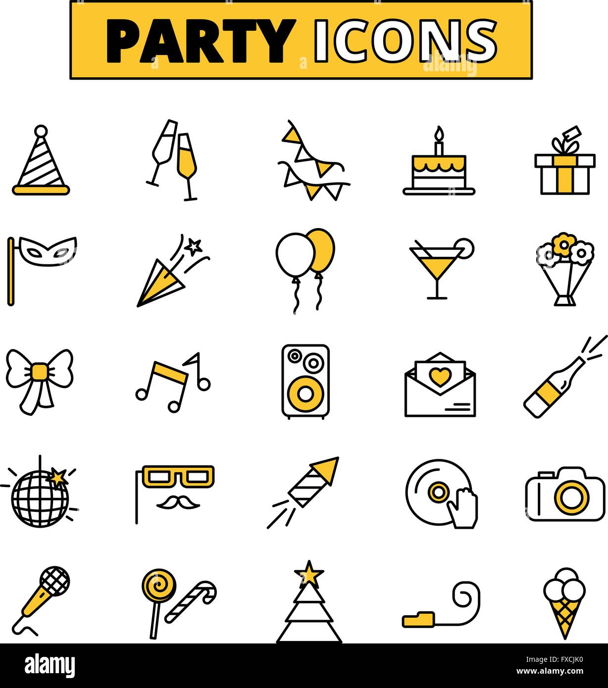 Party pictograms oitlined icons set Stock Vector Image & Art - Alamy
