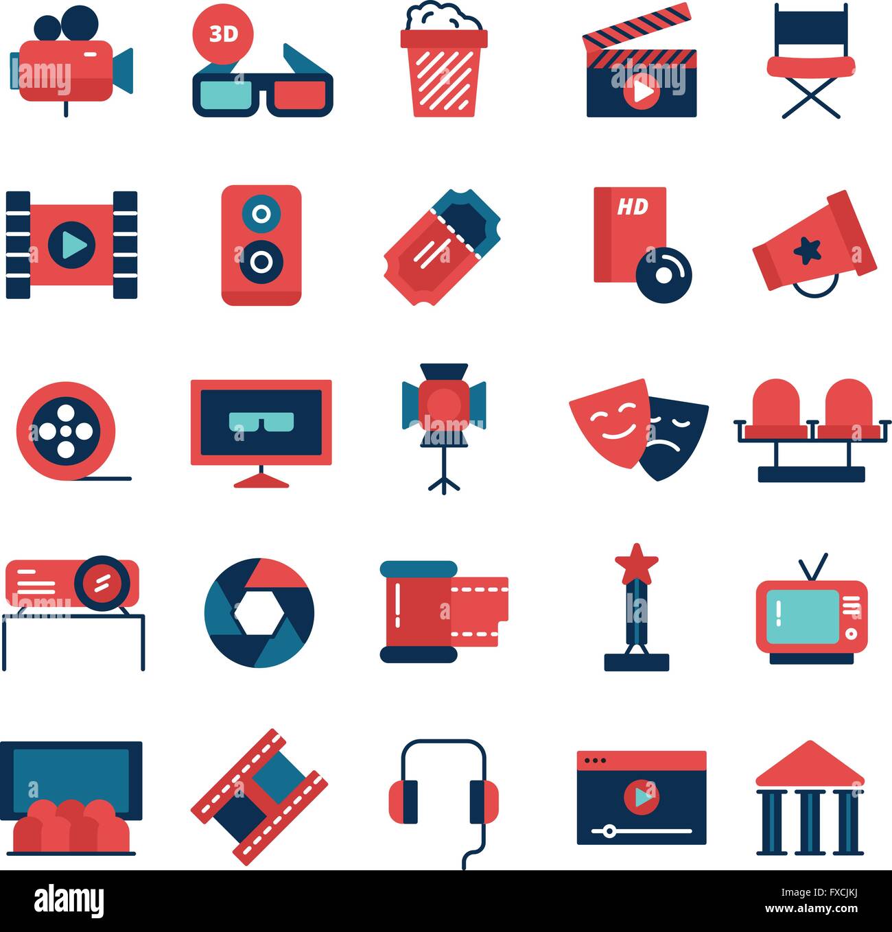 Flat Color Cinema Icons Stock Vector Image & Art - Alamy