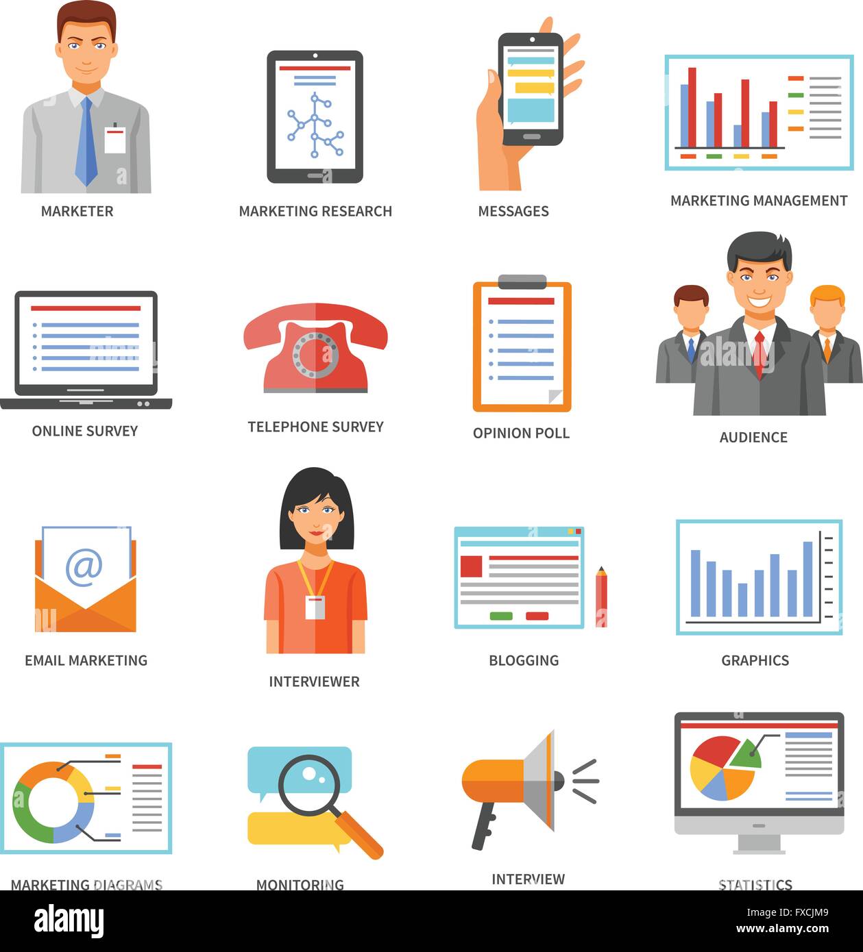 Marketing Colored Icons Stock Vector Image & Art - Alamy