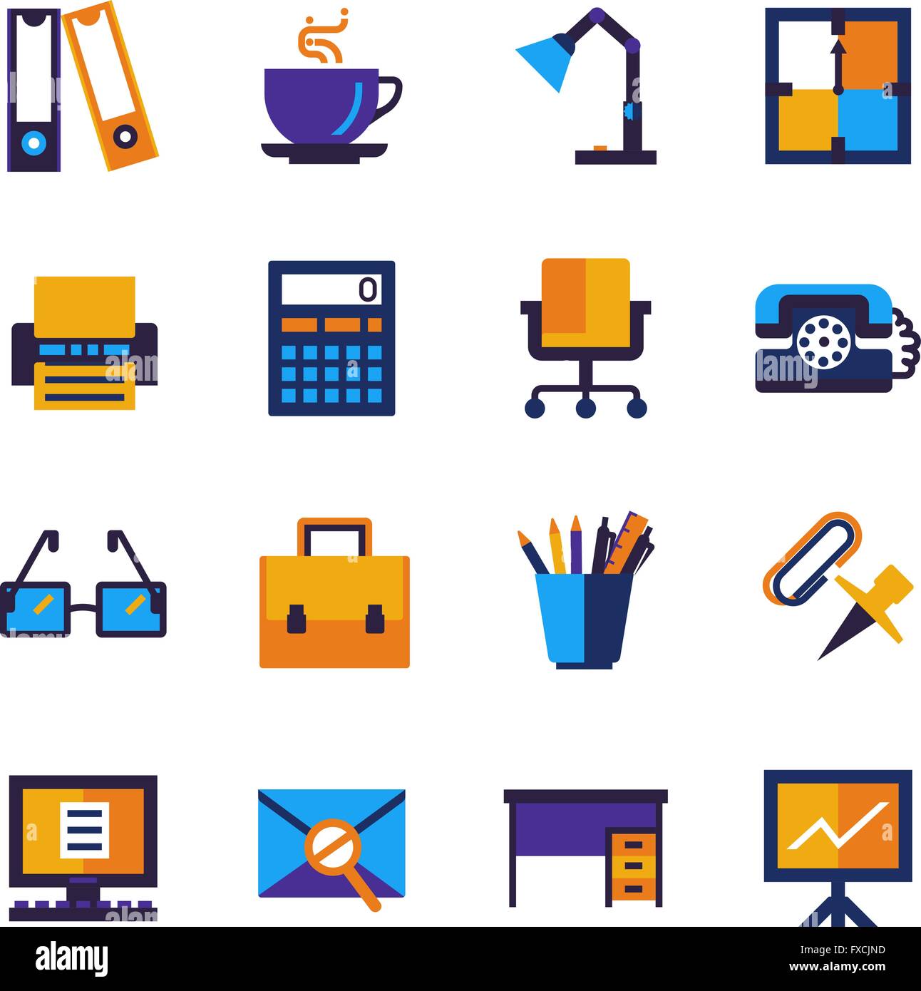 Color Office Isolated Icons Set Stock Vector Image & Art - Alamy