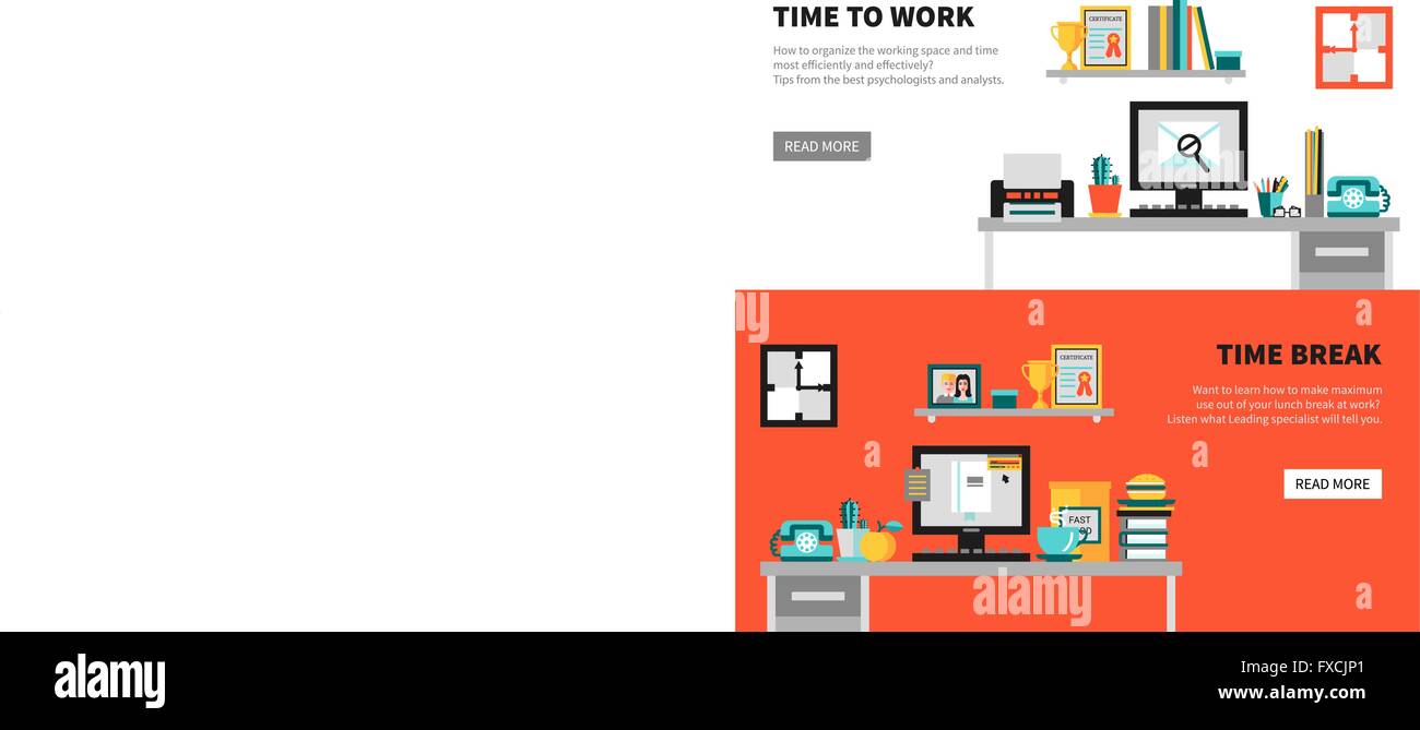 Office Banners With Workspace Design Sets Stock Vector Image & Art - Alamy