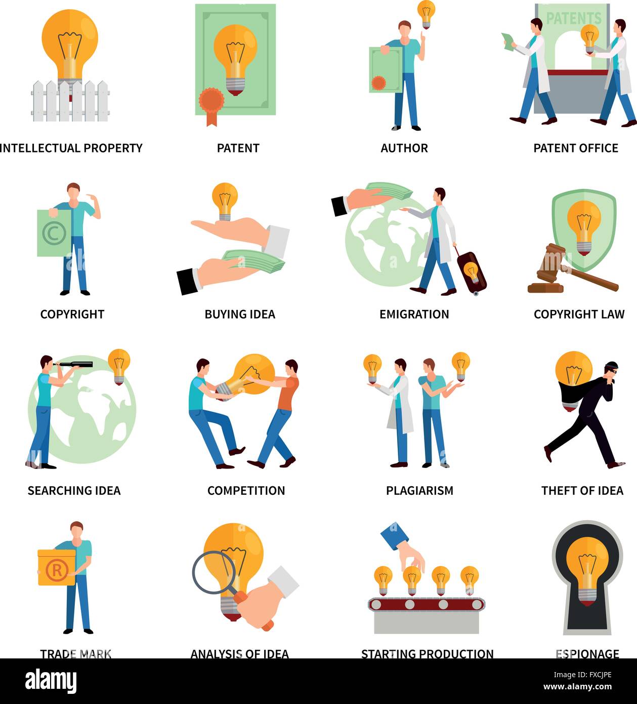 Intellectual Property Icons Stock Vector Image & Art - Alamy