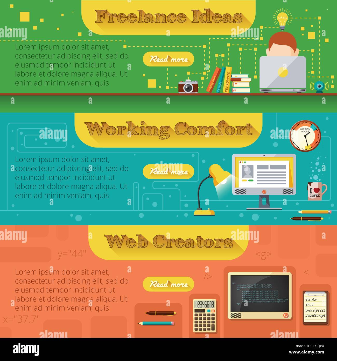 Freelance banner set Stock Vector Image & Art - Alamy