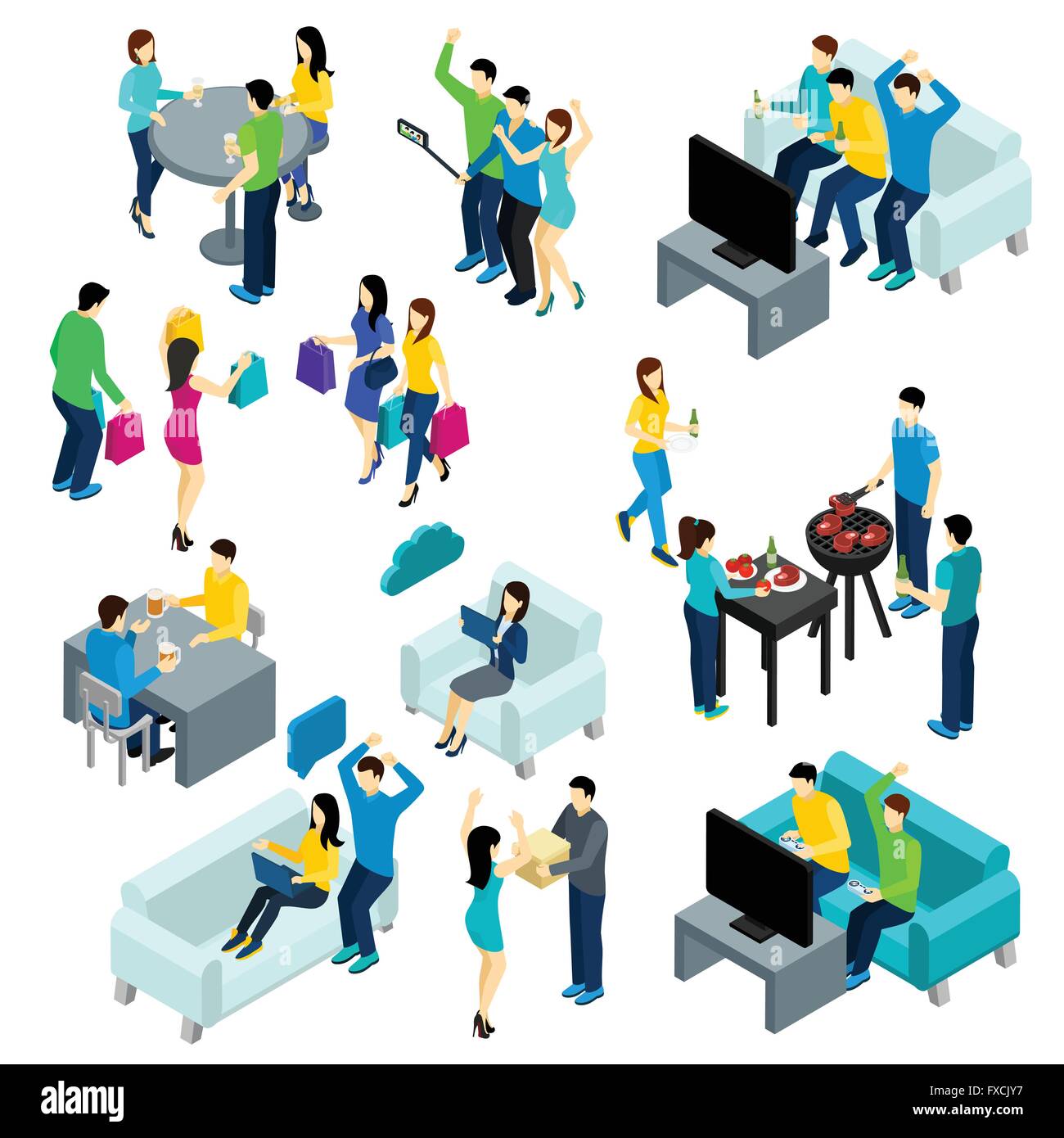 Friends people watching tv Stock Vector Images - Alamy