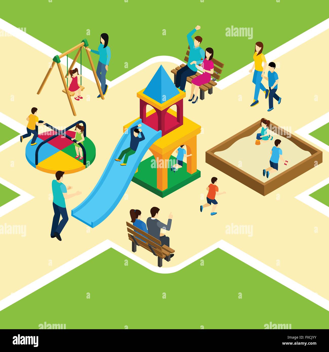 Isometric Kids Playground Stock Vector Image & Art - Alamy