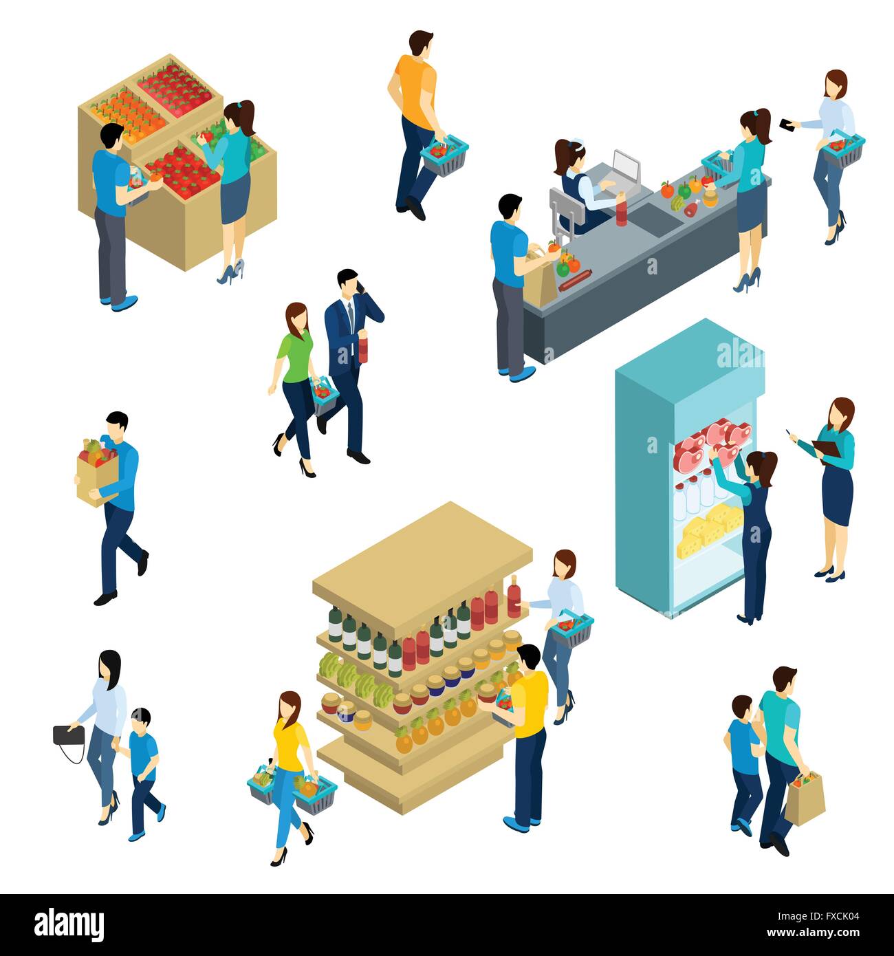 Isometric People Shopping Stock Vector Image & Art - Alamy