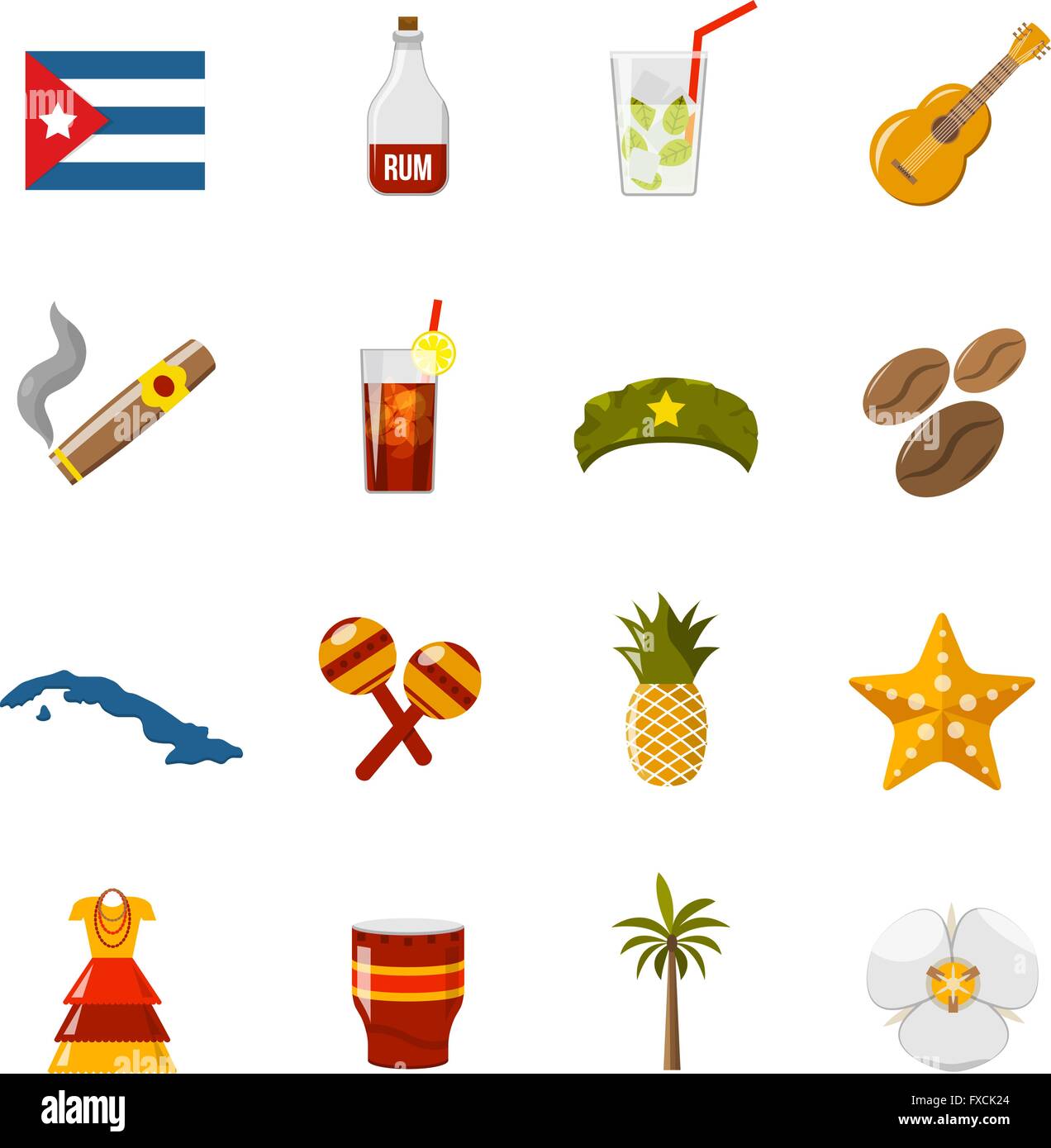 Flat Color Isolated Cuba Icons Stock Vector Image & Art - Alamy