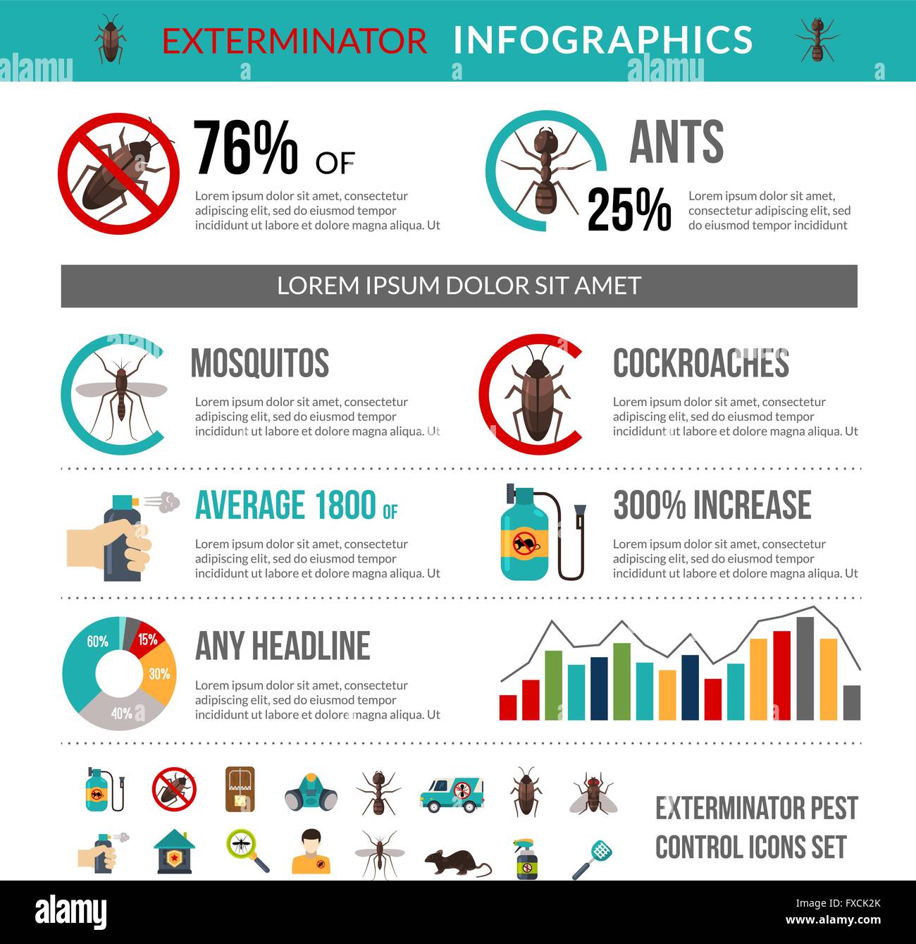 Exterminator Pest Control Infographics Layout Banner Stock Vector Image ...