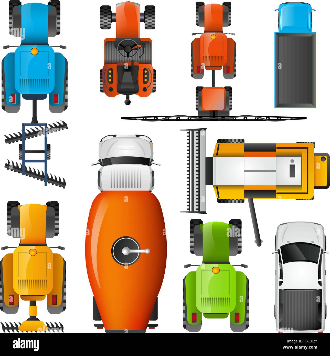 Agricultural Machinery Top View Pictograms Set Stock Vector Image & Art ...