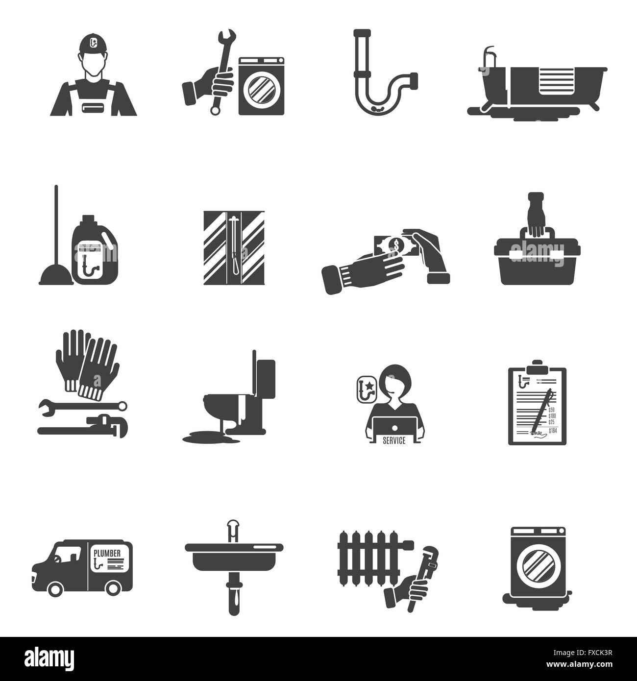 Plumber service black icons collection Stock Vector Image & Art - Alamy