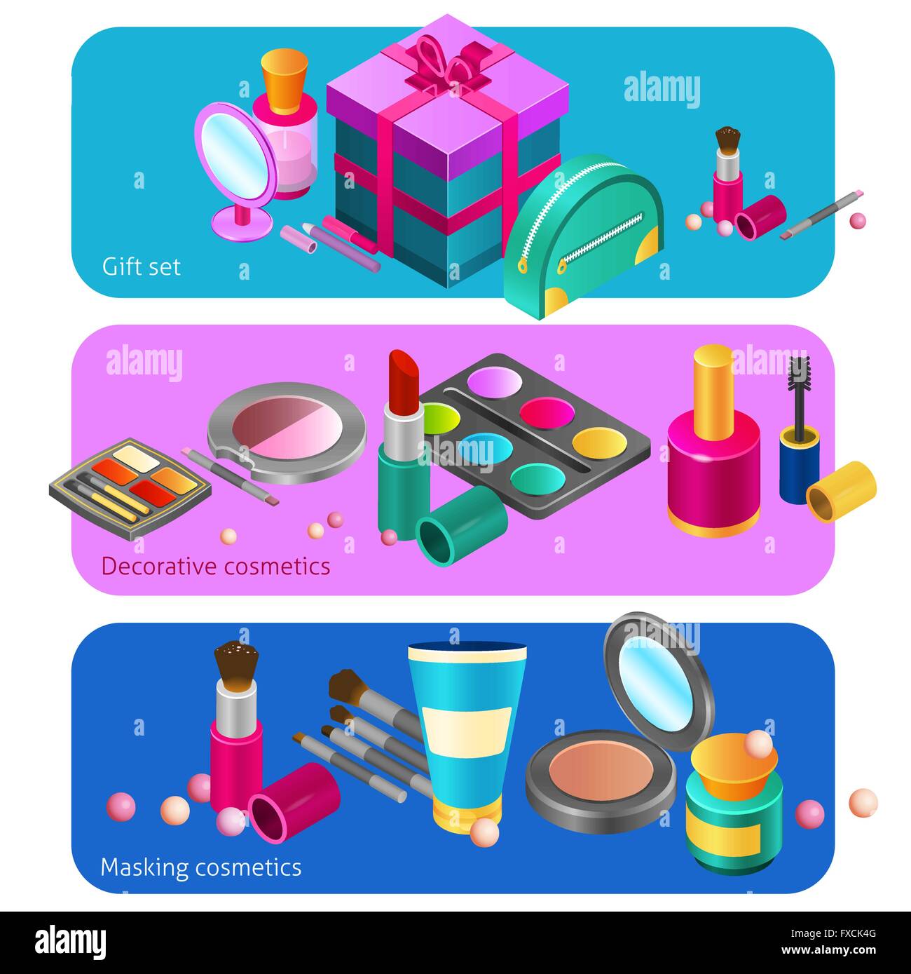 Cosmetics isometric banners Stock Vector Image & Art - Alamy