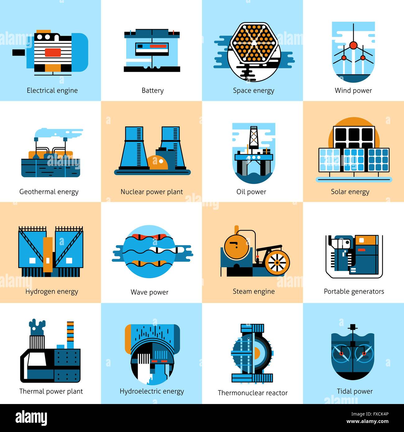 Energy production flat line icons set Stock Vector Image & Art - Alamy