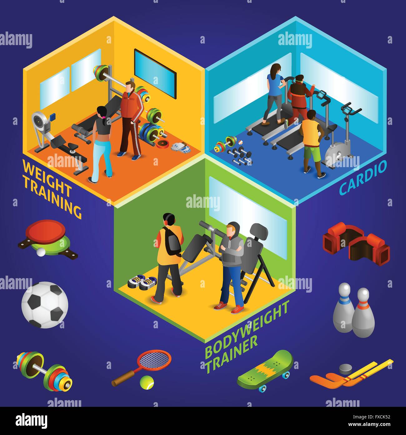 Sports Equipment Athletes Isometric 2x2 Stock Vector Image & Art - Alamy