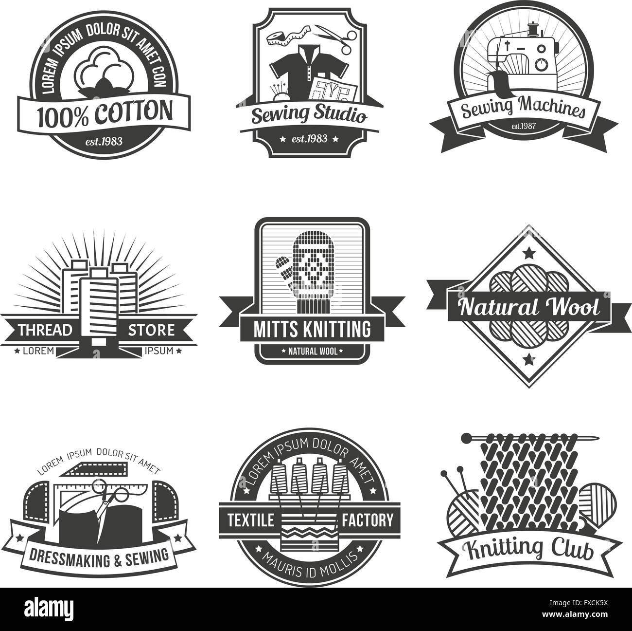 Textile emblem set Stock Vector Image & Art - Alamy
