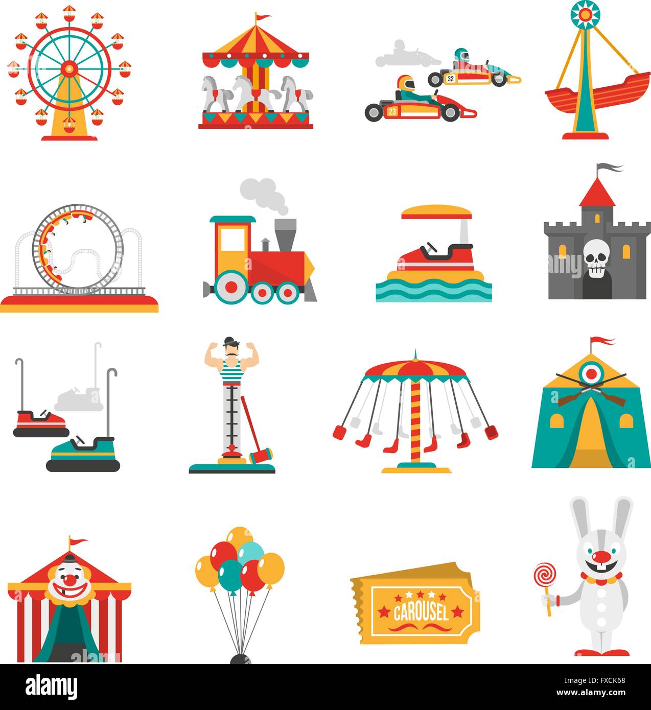 Amusement Park Icons Stock Vector Image & Art - Alamy