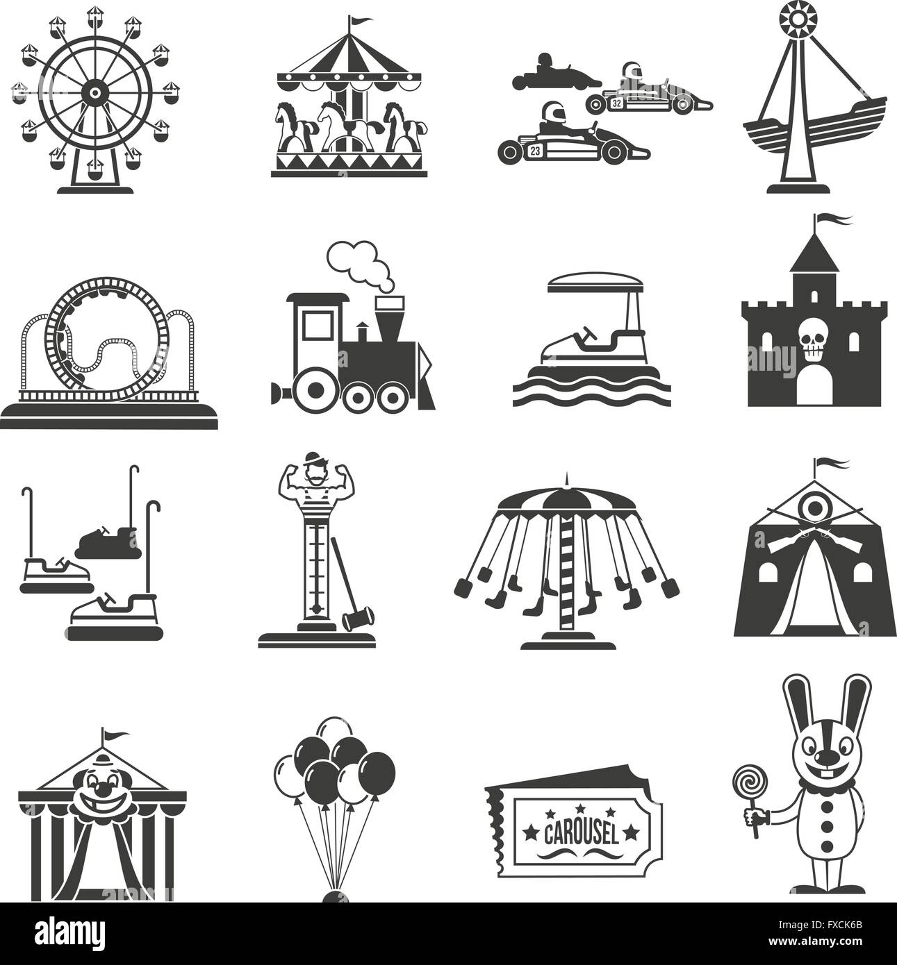 Amusement Park Icons Stock Vector Image & Art - Alamy