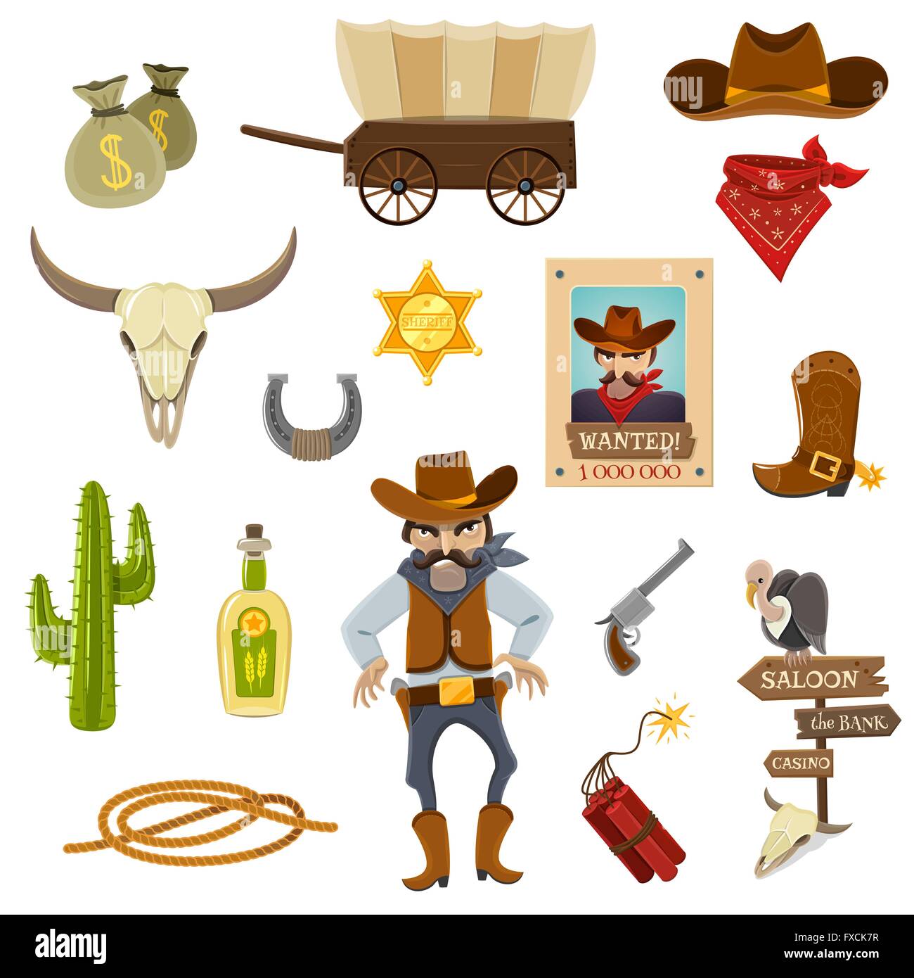 Cowboy Icons Set Stock Vector Image & Art - Alamy