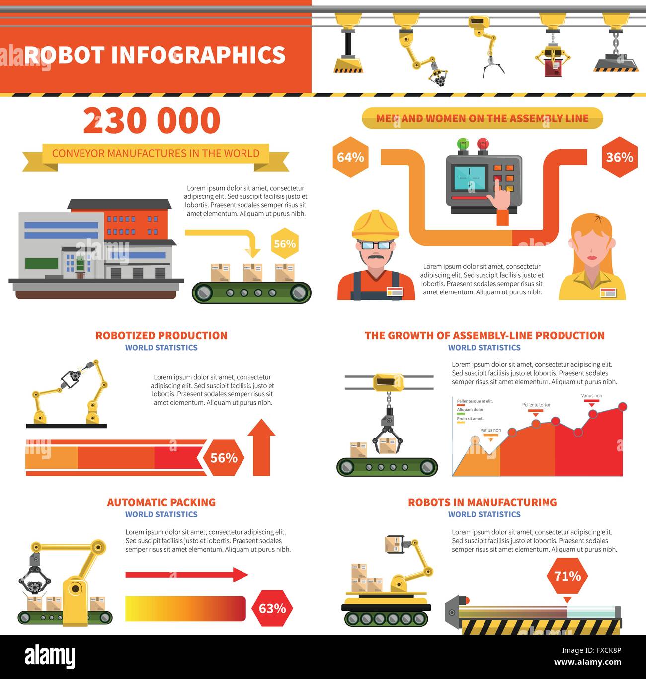 Robot Infographics Set Stock Vector Image & Art - Alamy
