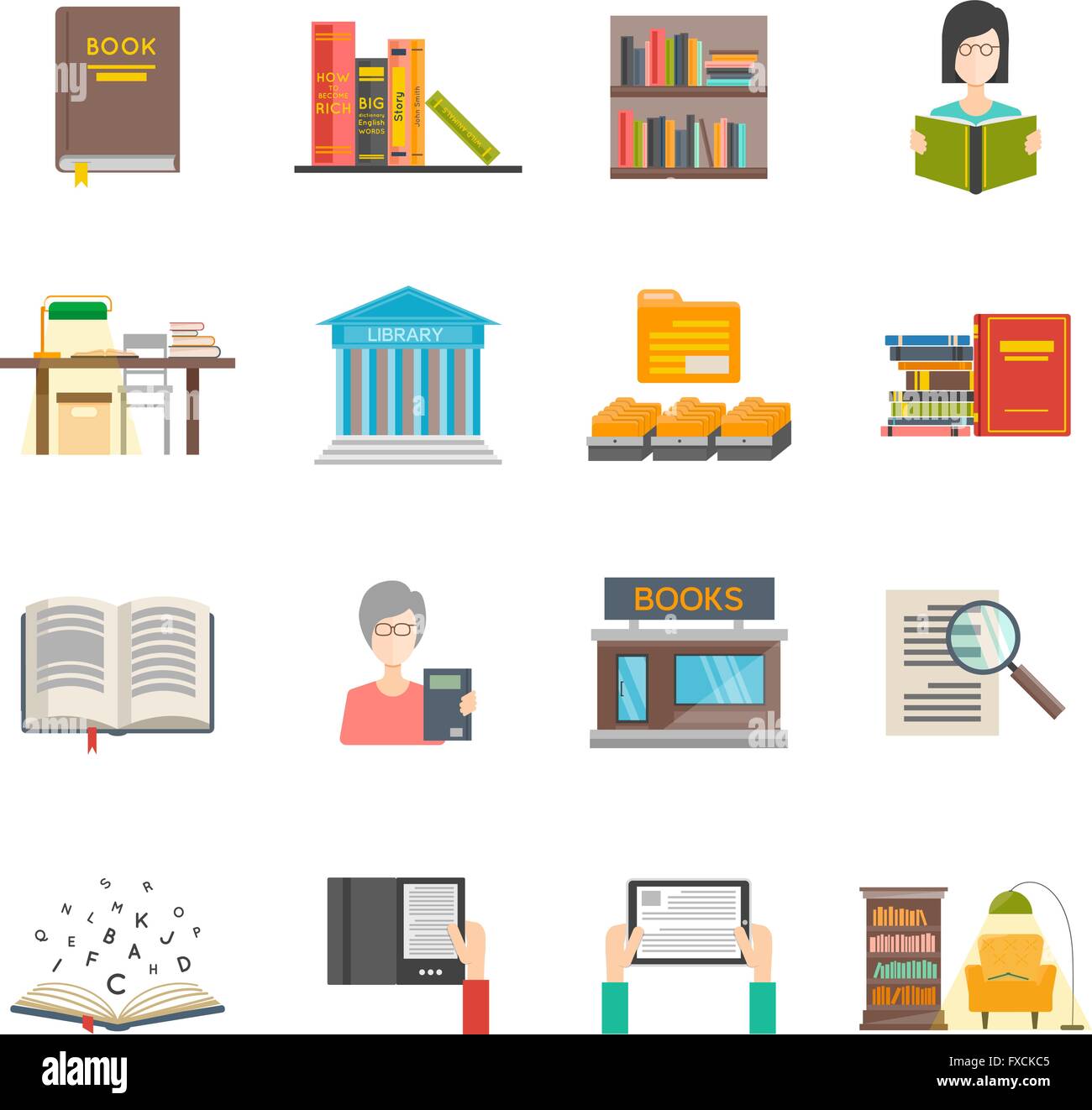 Library icons set Stock Vector Image & Art - Alamy