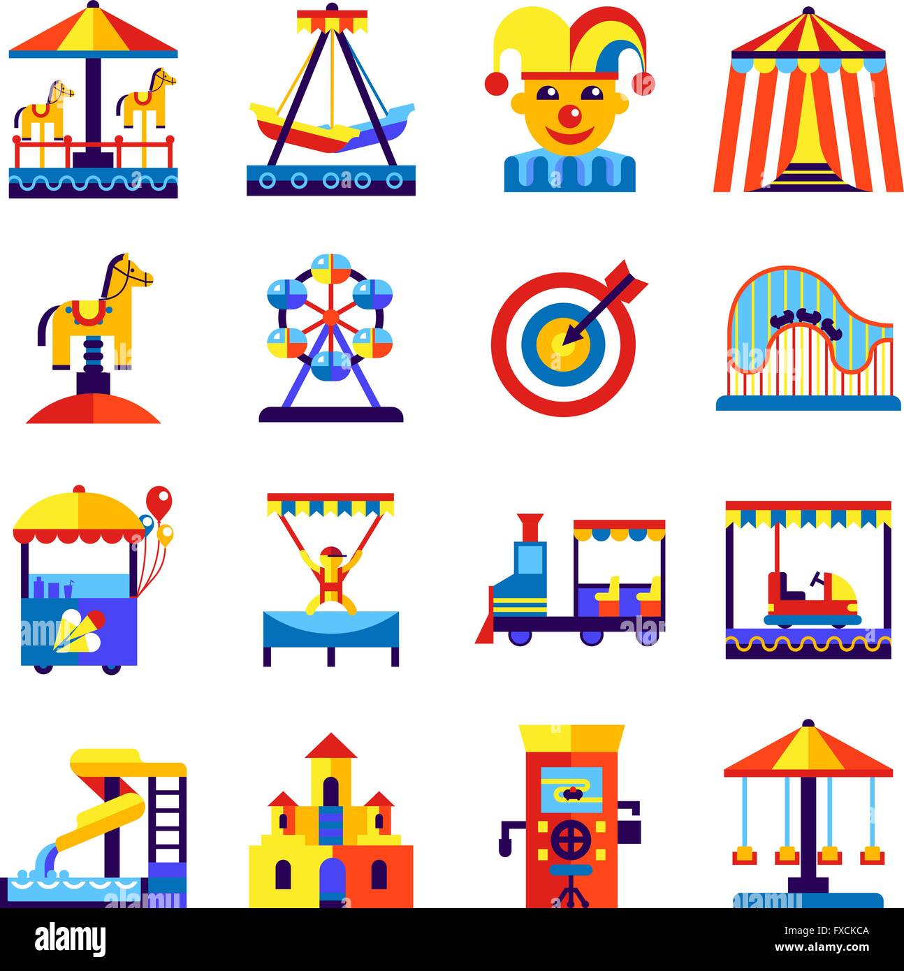 Amusement Park Icons Set Stock Vector Image & Art - Alamy