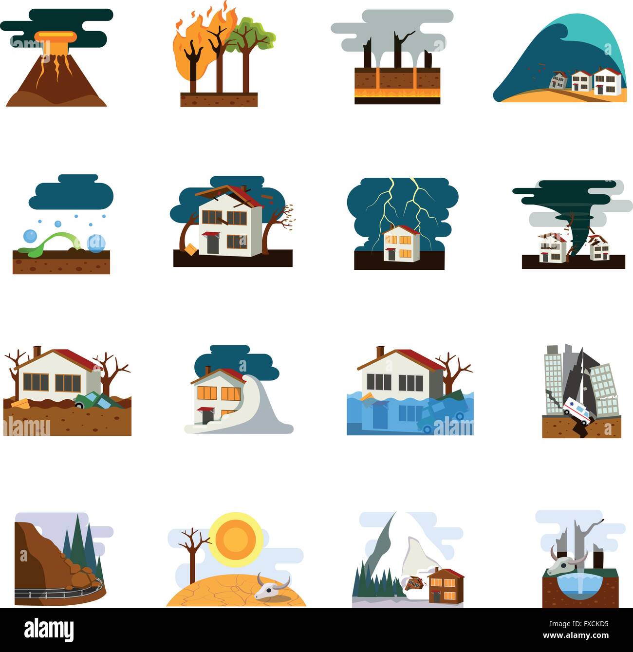 Natural Disaster Flat Icons Set Stock Vector Image & Art - Alamy