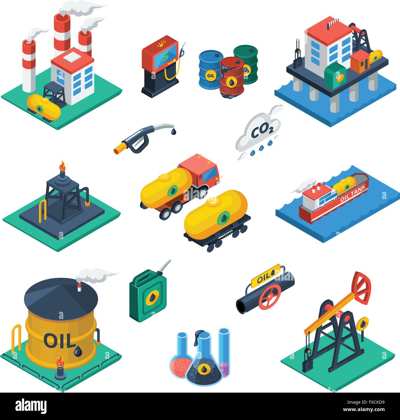 Oil Industry Isometric Icons Set Stock Vector Image & Art - Alamy