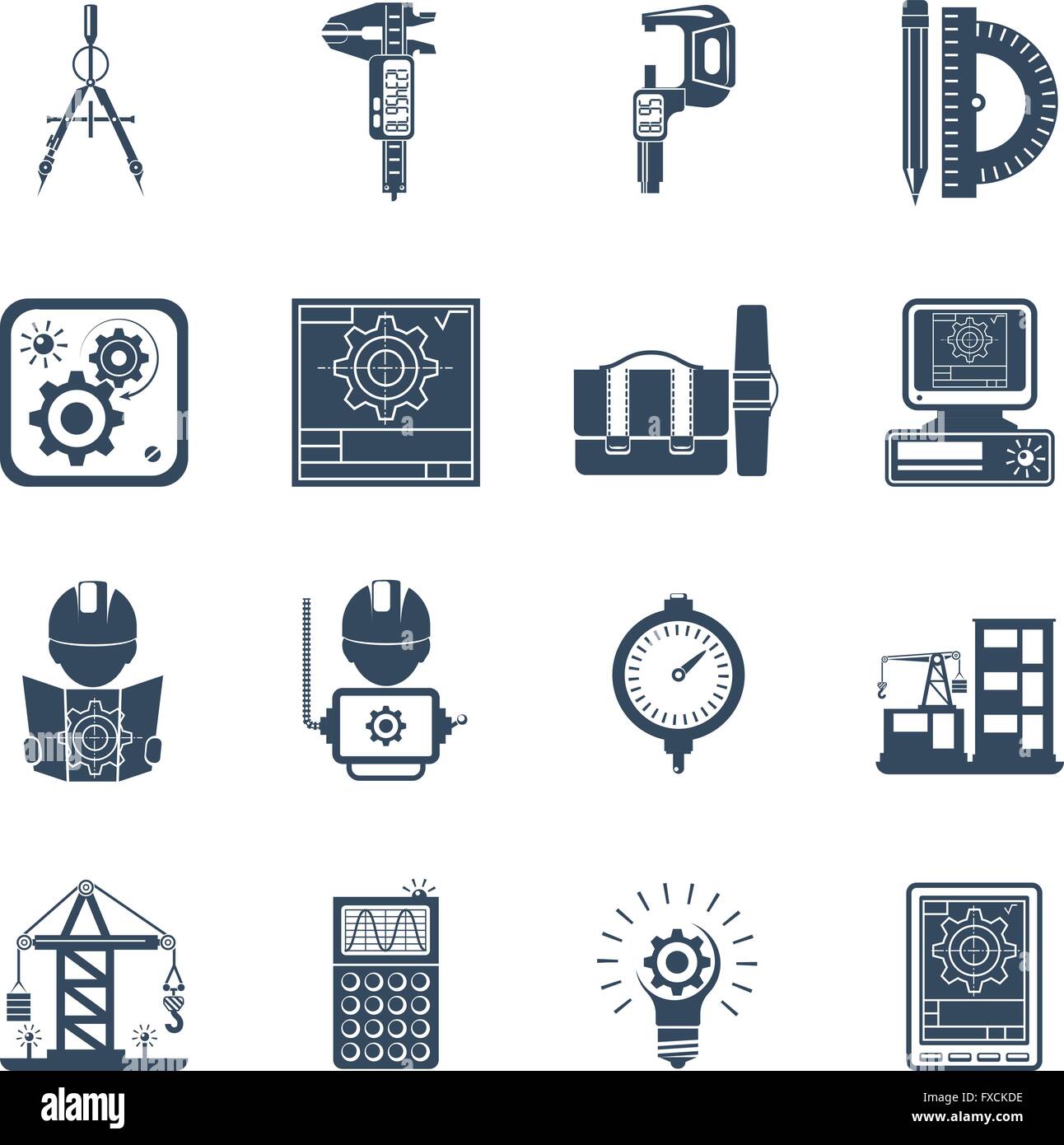 Engineer Black Icons Set Stock Vector Image & Art - Alamy