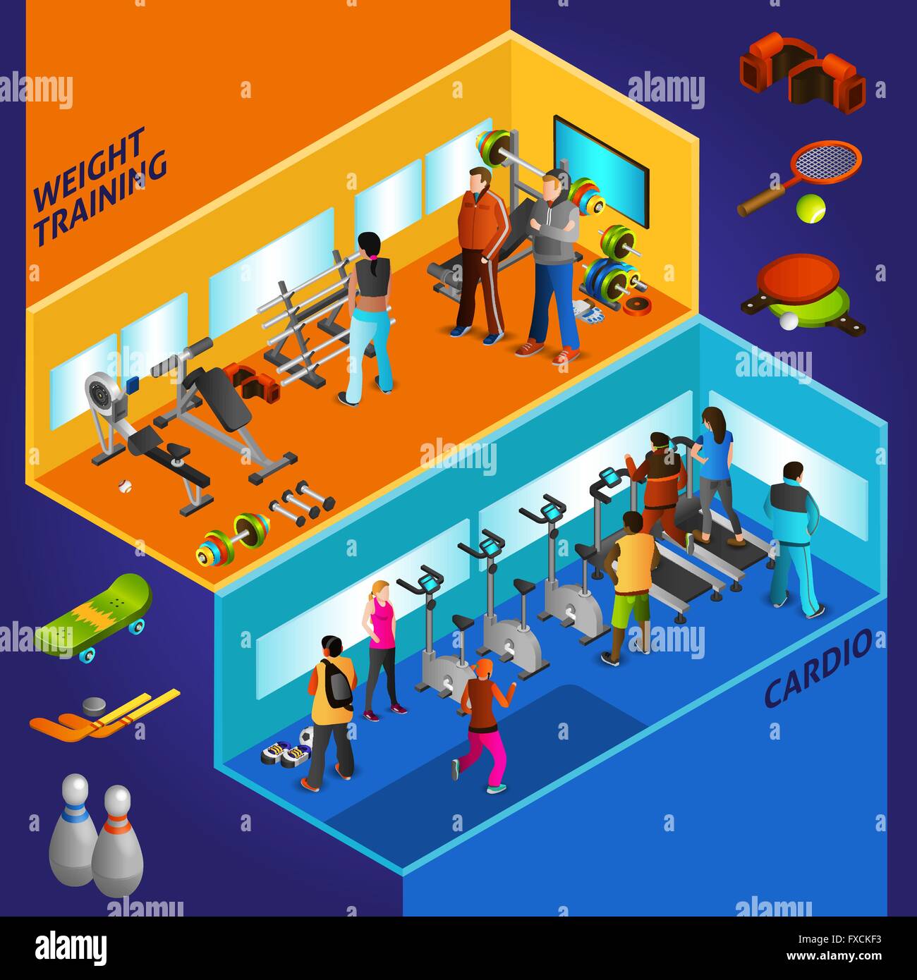 Sports Equipment Athletes Isometric Compositions Stock Vector Image ...