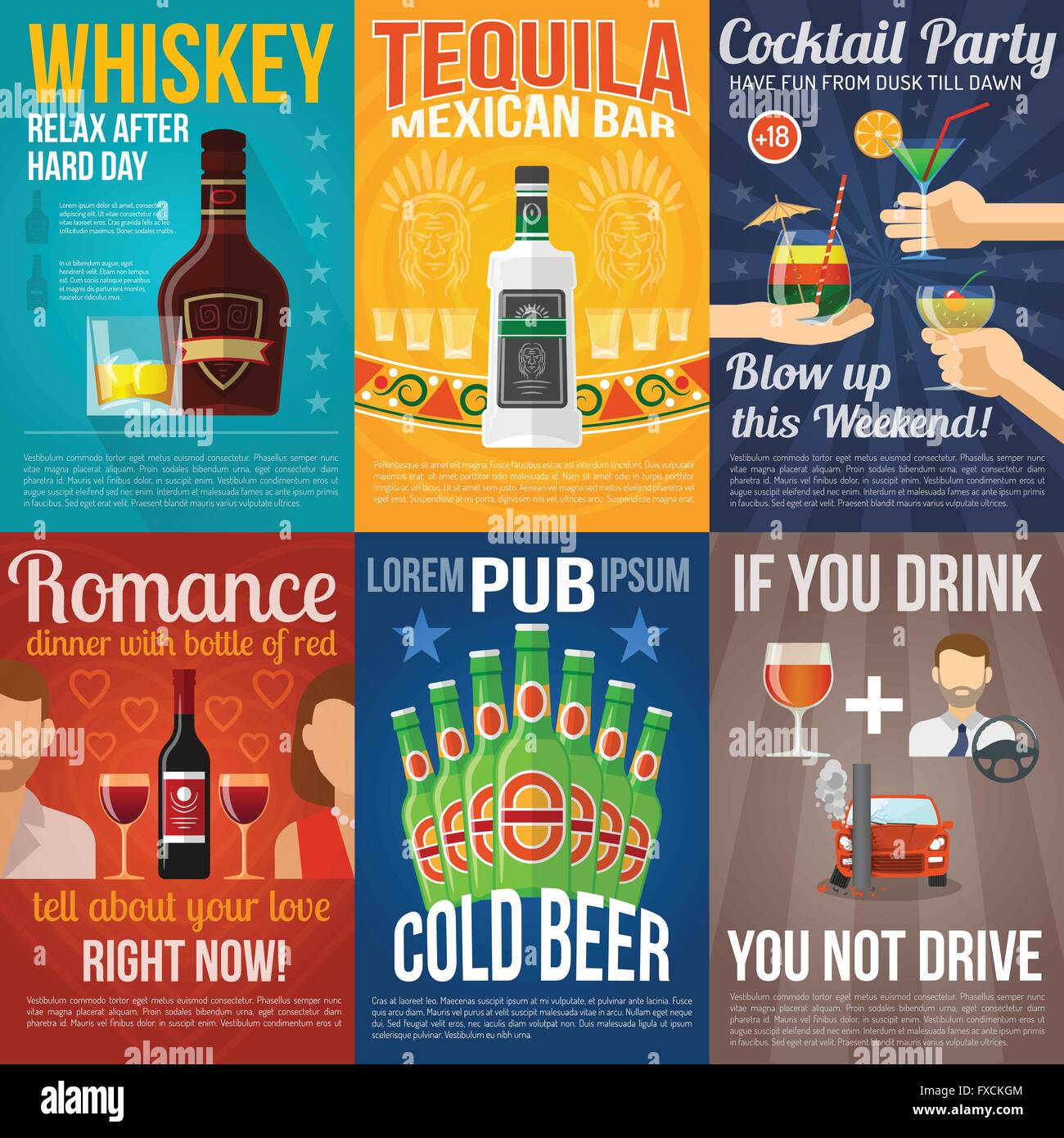 Alcohol Mini Poster Set Stock Vector Image & Art - Alamy