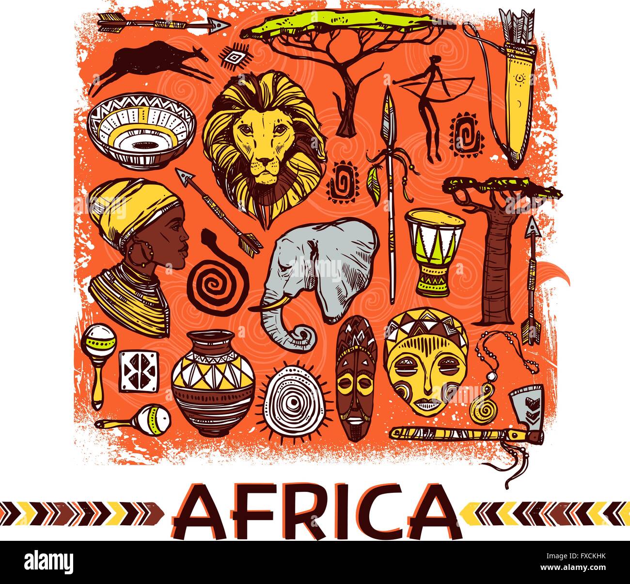 Africa Sketch Illustration Stock Vector Image & Art - Alamy