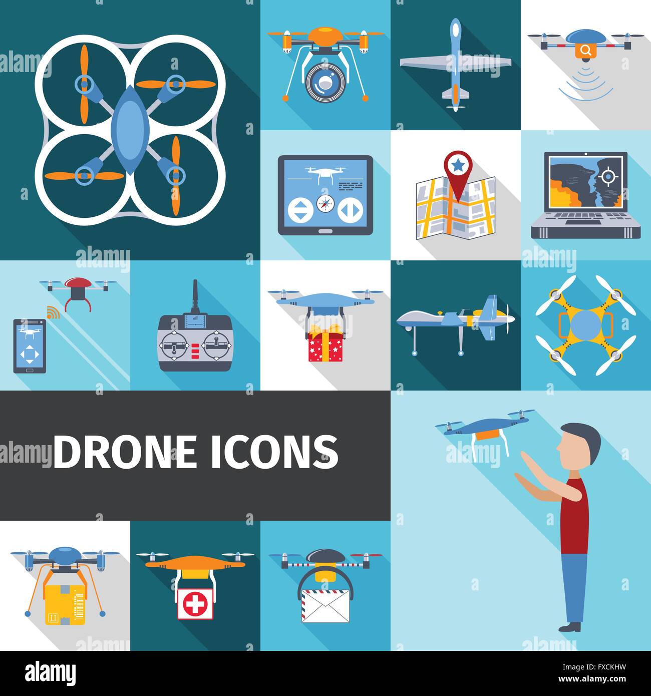 Drone Icons Set Stock Vector Image & Art - Alamy