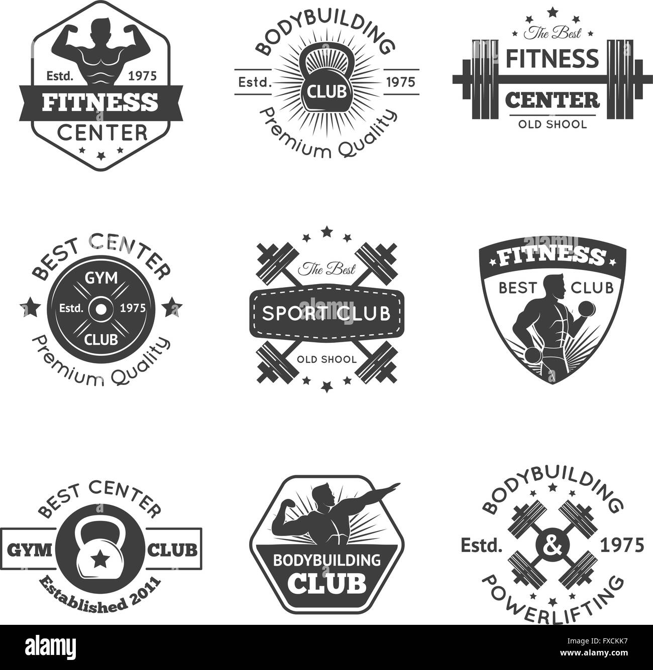 Fitness Gym Emblems Set Stock Vector Image & Art - Alamy