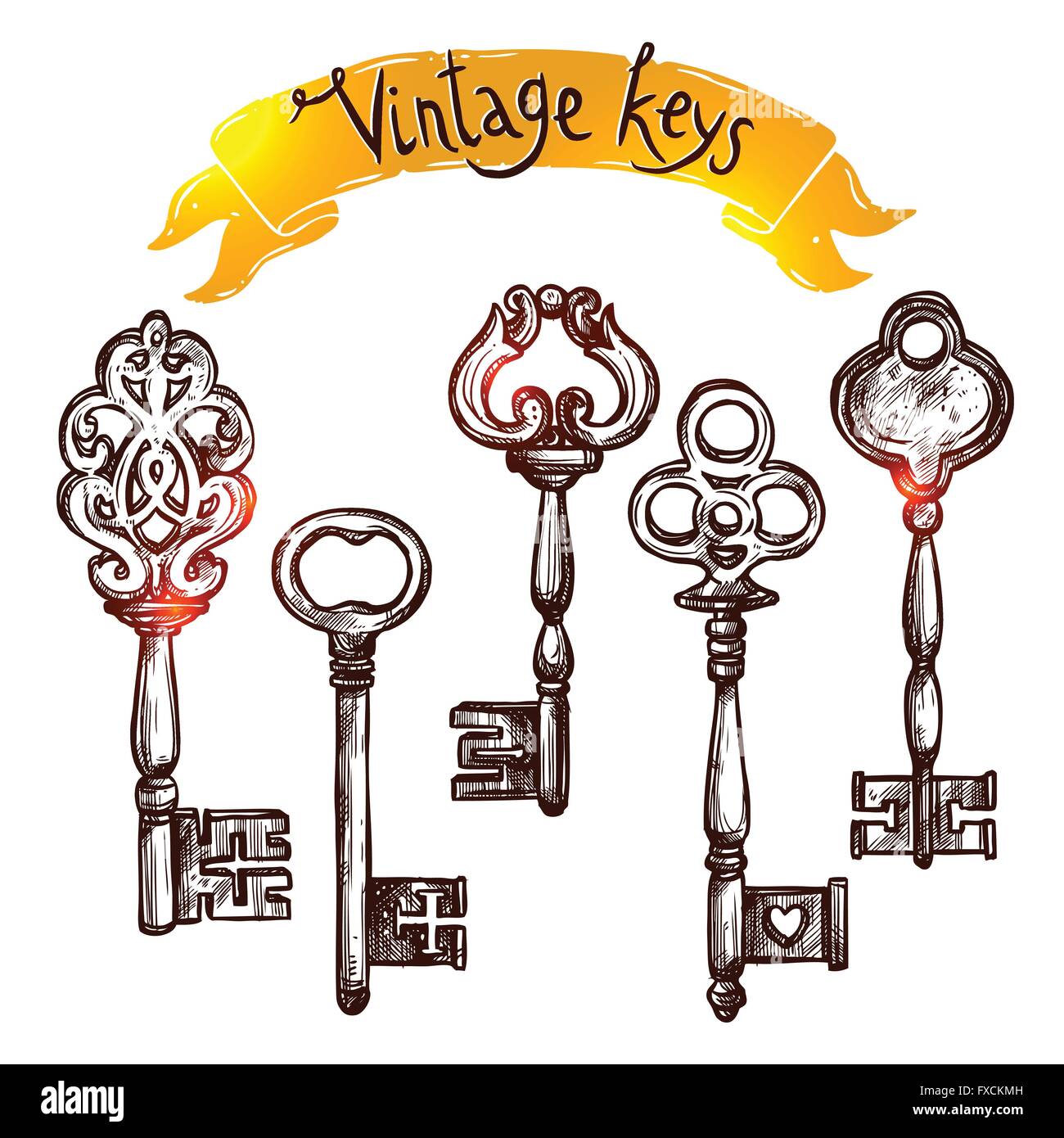 Vintage Sketch Keys Stock Vector Image & Art - Alamy