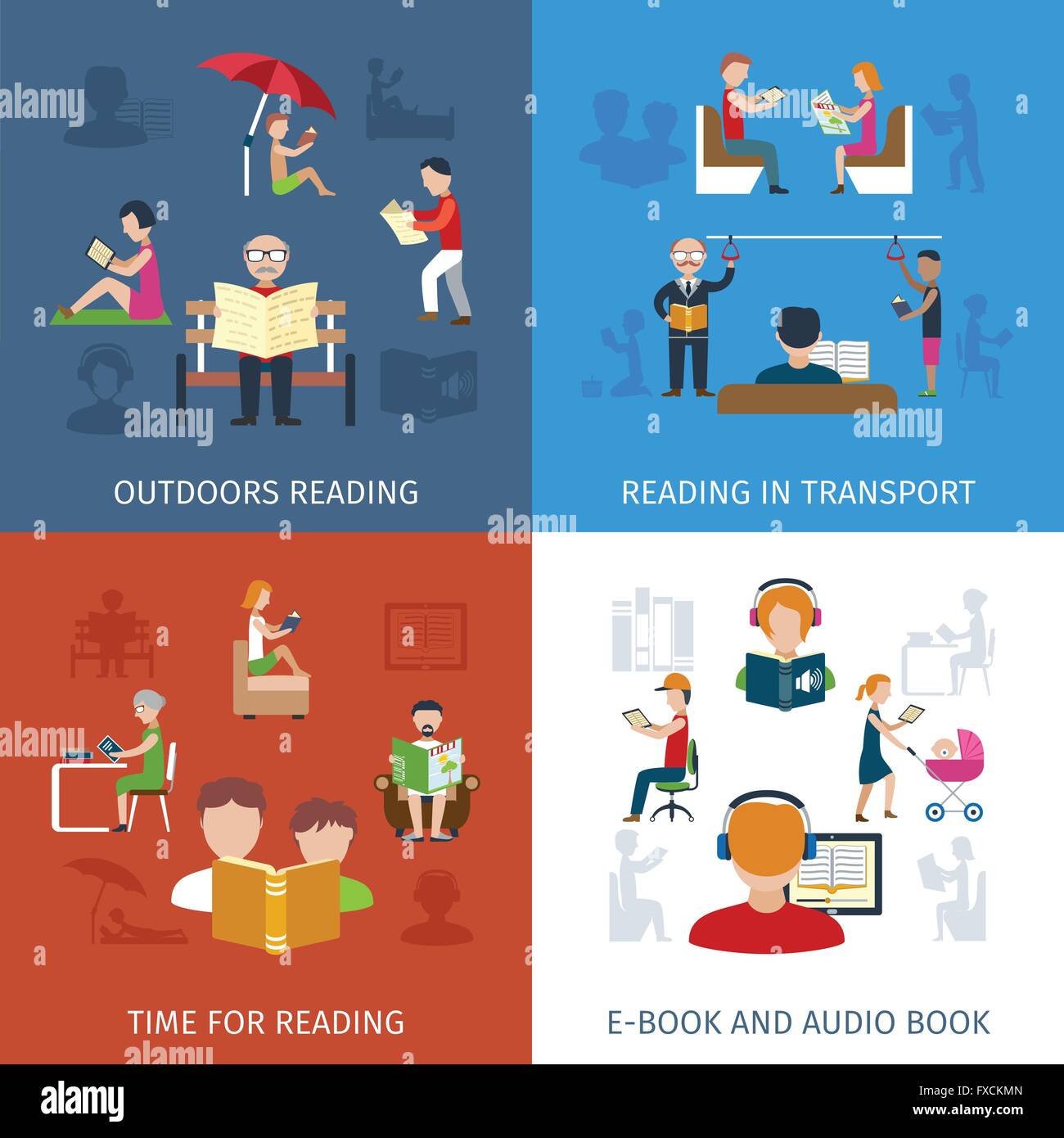 People Reading Set Stock Vector Image & Art - Alamy