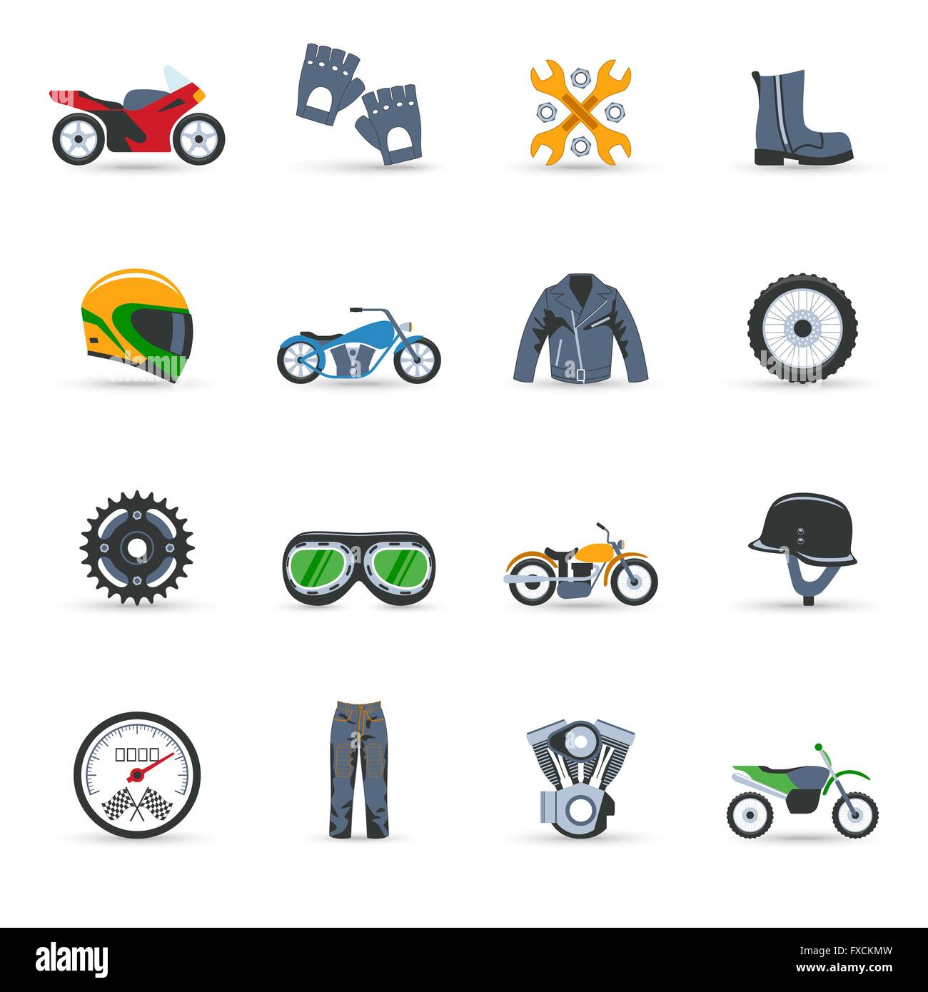 Motorcycle Icons Set Stock Vector Image & Art - Alamy