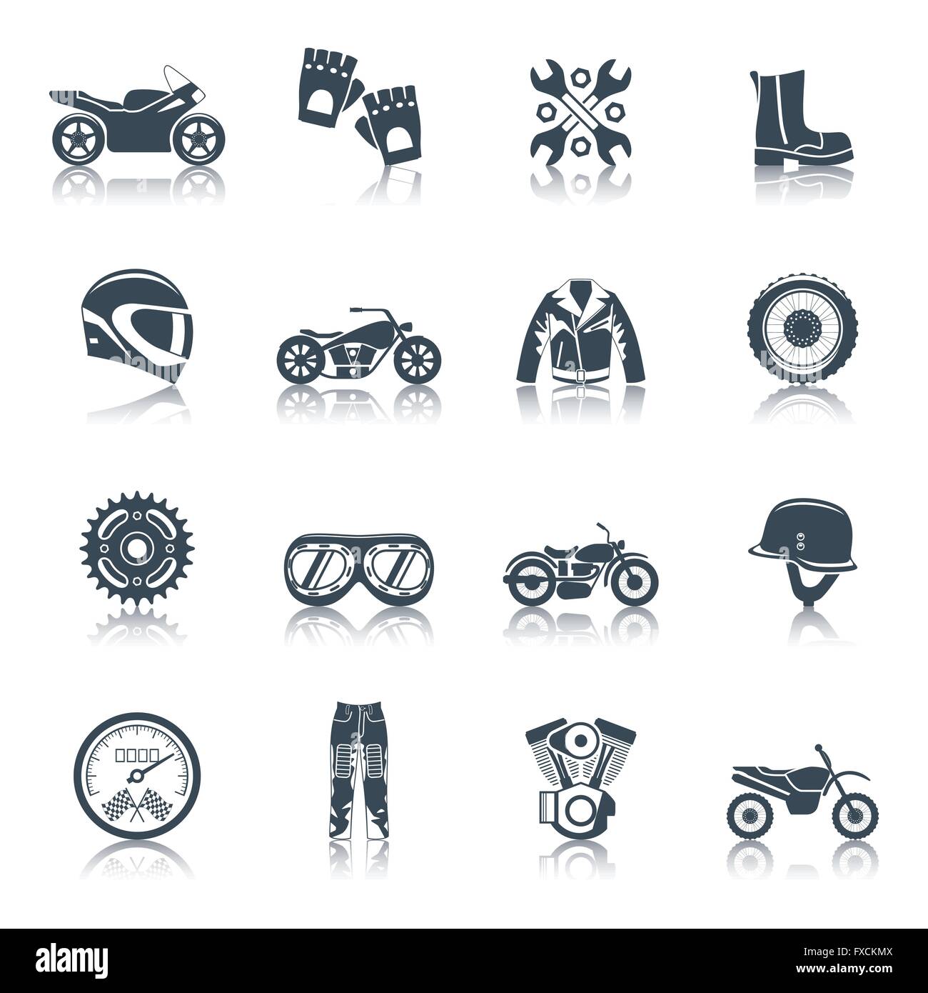 Motorcycle Icons Black Set Stock Vector Image & Art - Alamy