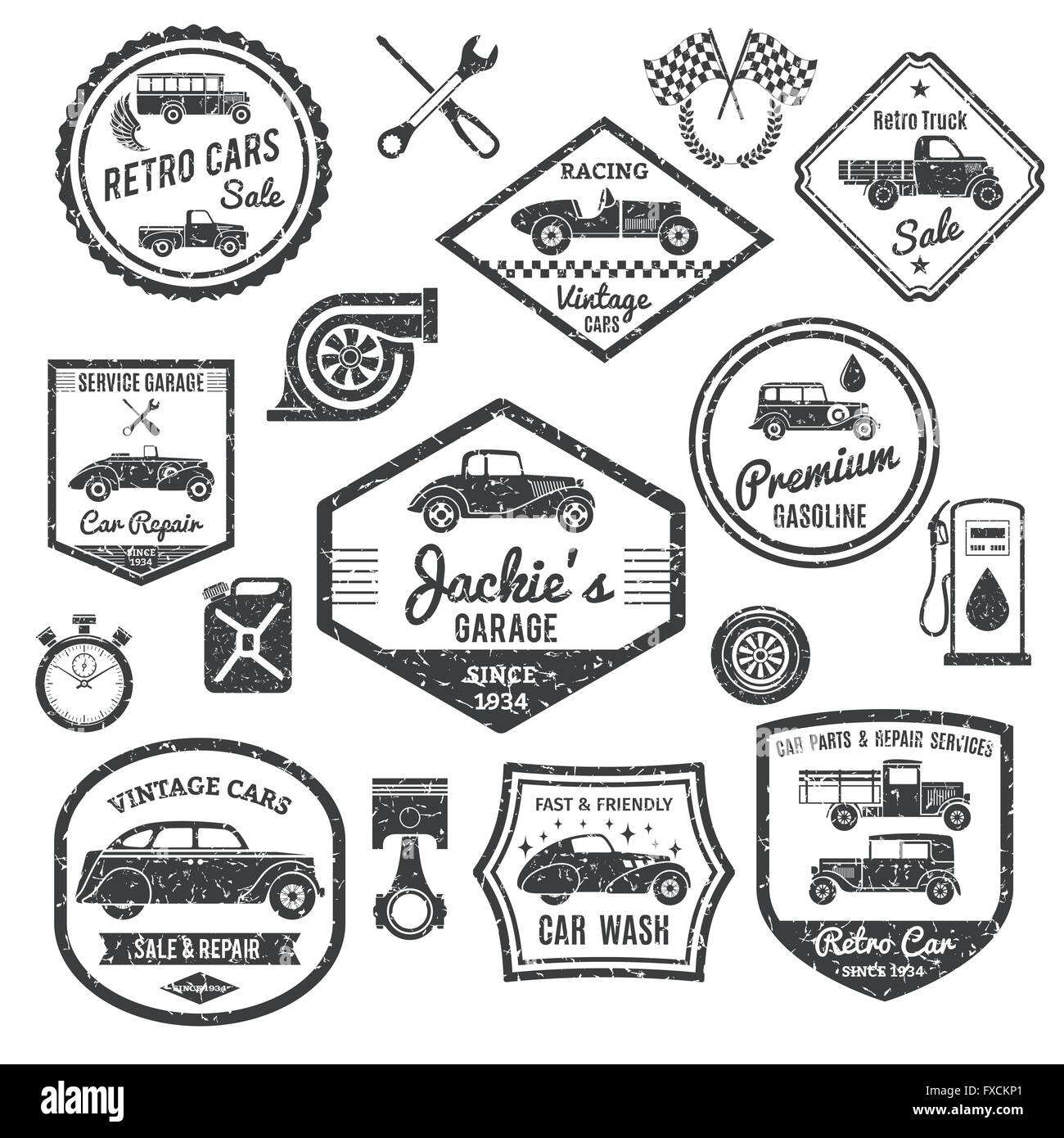 Retro Car Label Black Set Stock Vector Image & Art - Alamy
