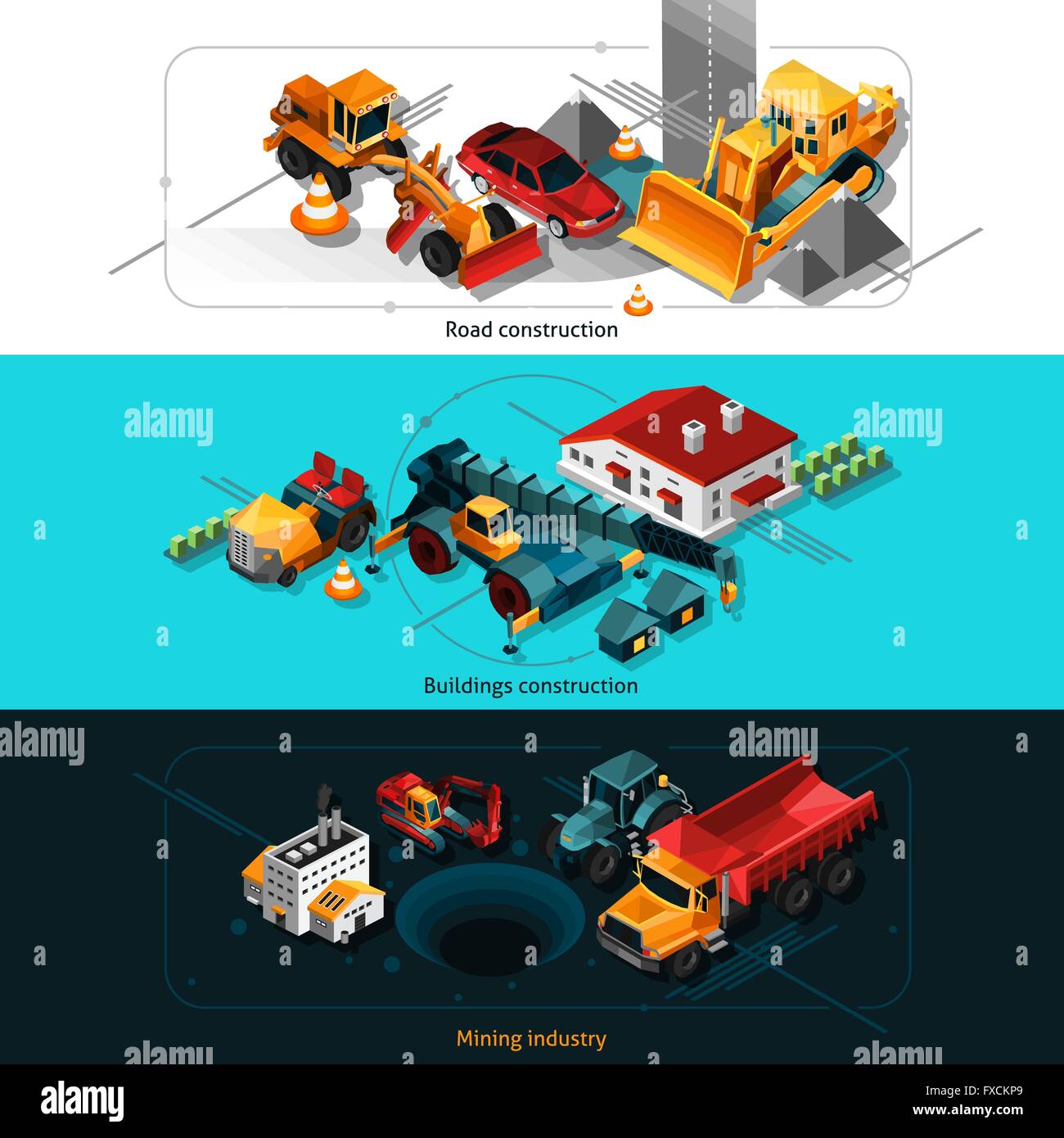 Isometric Construction Machines Banners Stock Vector Image & Art - Alamy